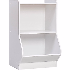 IRIS USA 2-Tier Shelf Organizer with Easy Access Angled Cubby, Frost White
