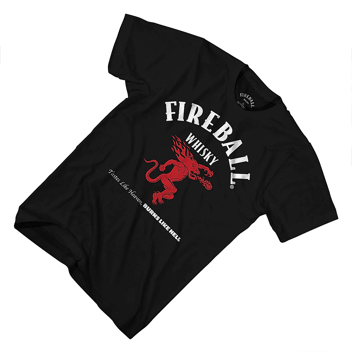 Fireball Mens Cinnamon Whisky Shirt Cinnamon Whisky Logo Shirt Graphic Shirt (Black, Medium)