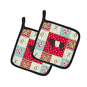 Caroline's Treasures CK5258PTHD Belted Galloway Cow Love Pair of Pot Holders, Red Kitchen Heat Resistant Pot Holders Sets Oven Hot Pads for Cooking Baking BBQ, 7 1/2 x 7 1/2