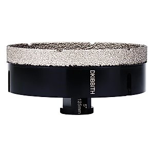 DKIBBITH 5" Dry Diamond Core Drill Bit, Tile Hole Saw for Ceramic Porcelain Granite Quartz Marble Tiles Stone Brick Glass Block with 5/8-11 Thread Fit Angle Grinders, 125mm Black