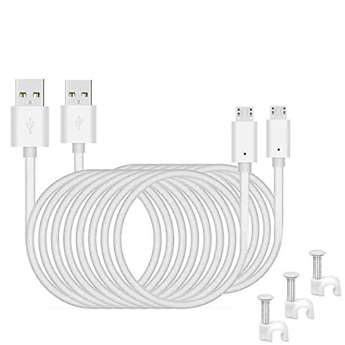 Brada 2Pack 25ft Micro USB Power Cord,Micro USB to USB Charging Cable,DC Power Adapter USB Extension Cable,Extension Power Cable for CCTV Security Camera,Indoor Wireless IP Camera,Standalone DVR