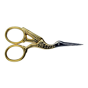 Ultima 3-1/2-Inch Forged, Gold-Plated, Stork Embroidery & Sewing Scissors