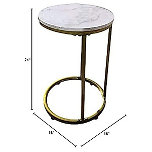 AZL1 Life Concept Accent Marble Sofa Laptop C Shaped Side Table for Living Room Bedroom Balcony Family and Office