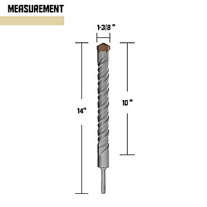 TANG SDS Plus 1-3/8 Inch x 13-3/4 Inch Roatry Hammer Drill Bit for Installation Outdoor Fence Panels Safety Pool Fence Kit