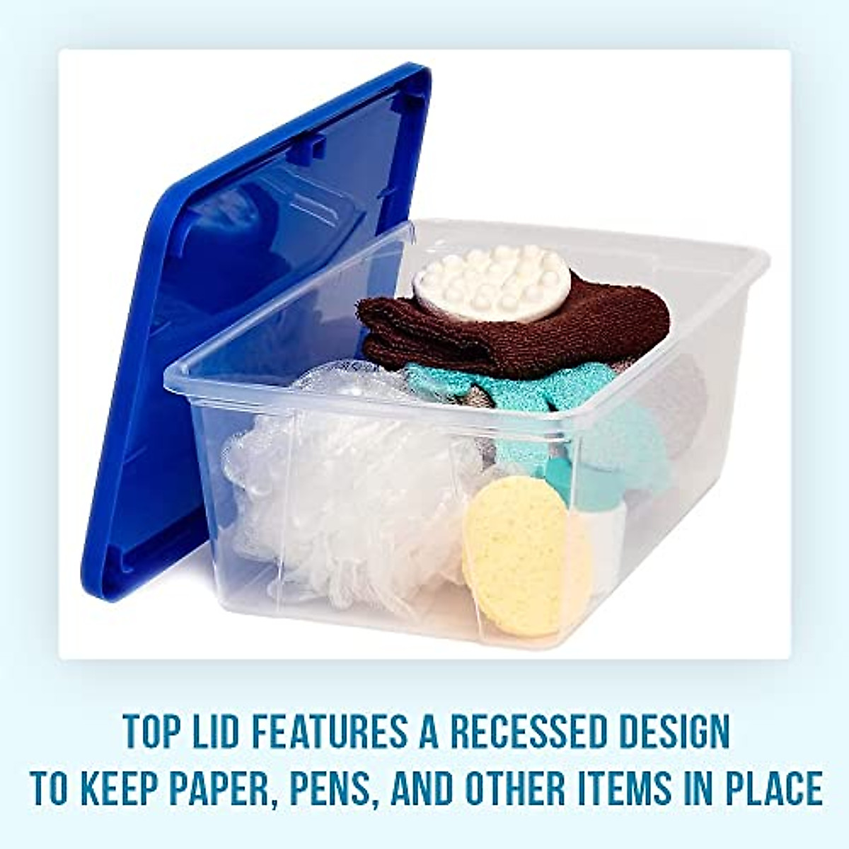 HOMZ 56 Quart Snaplock Clear Plastic Storage Tote Container Bin with Secure Lid and Handles for Home and Office Organization, 2 Pack