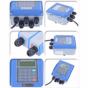 Ultrasonic Flow Meter TUF-2000B Liquid Water Flow Control Meter Flowmeter Counter LCD Display with TS-2 & TM-1 Clamp-on Transducers DN20-700mm