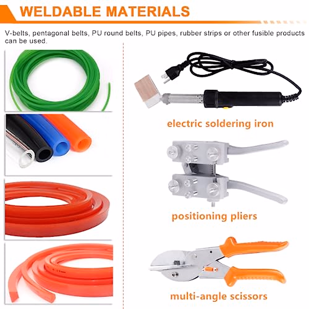 JIAWANSHUN PU Round Belt Welding Machine Polyurethane Belt Welder Round Belt Welder 110V with 150-400 ℃ Adjustable Temperature Electric Soldering Iron (One Set)