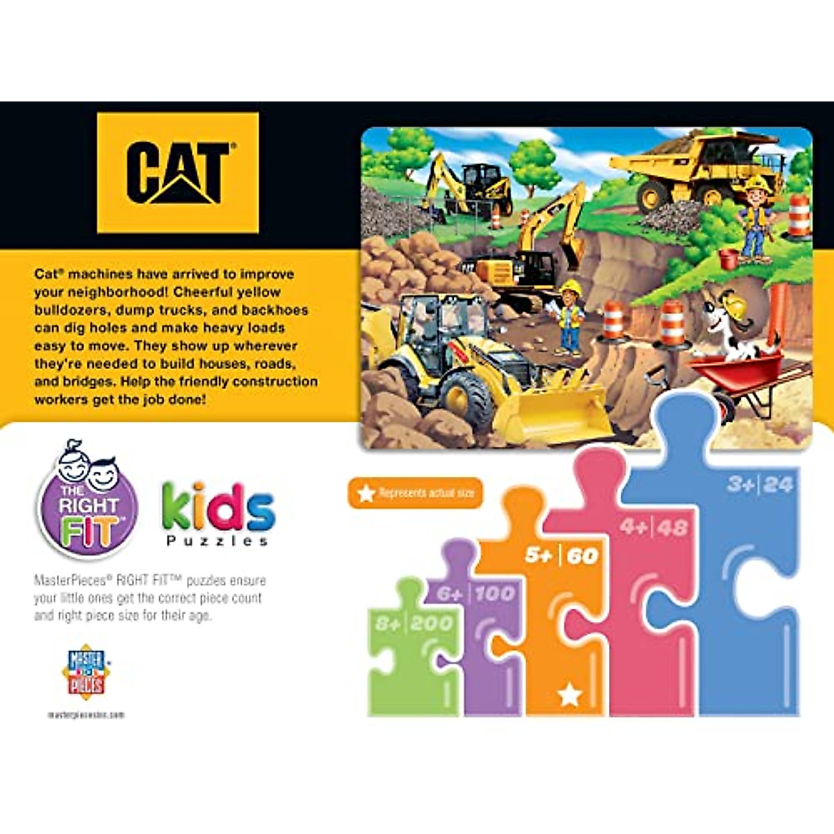 MasterPieces 60 Piece Jigsaw Puzzle for Kids - CAT Day at The Quarry - 14"x19"