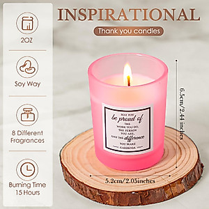 MTLEE 16 Pcs Candles for Home Soy Wax Scented Candle Jar Candles Gift for Women Thank You Gifts for Christmas Birthday Mother's Day Coworker Nurse Volunteer Teacher(Inspirational,Pink)