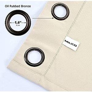 MIUCO Room Darkening Grommet Blackout Window Curtains for Living Room Curtains Panels Set of 2 52x63 Inch Begie, 2 Tie Backs Included