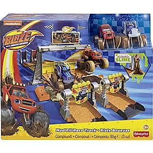 Fisher-Price Blaze and the Monster Machines Mud Pit Race Track Playset with 2 Toy Trucks & Slime