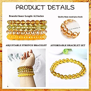 JEWPARK 24Pcs 8mm Beaded Stretch Bracelet Handmade Round Glass Bracelet for Women Girl Multicolor Matte Beads Elastic Bracelet Shining Beads Wristband Valentines Jewelry