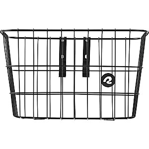 Retrospec Apollo X Steel Large Front Bike Basket - Fixed Struts, Weather-Resistant Steel, Reinforced Handlebar Clamps, and Adjustable Legs