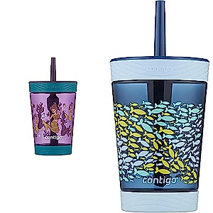 Contigo Kids Spill-Proof 14oz Tumbler & Kids Spill-Proof 14oz Tumbler with Straw and BPA-Free Plastic, Fits Most Cup Holders and Dishwasher Safe, Nautical Fish