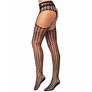 6 Pairs Women Fishnet Thigh High Stockings Garter Belts and Suspender Pantyhose Stockings for Halloween (Classic, Black, White, Rose Red, Purple, Red, Dark Blue, Medium-Large)