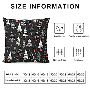 Meaudiwes Throw Pillow Cover Christmas Decorations Trees Black and White Home Decor, 24 x 24 Inches Soft Short Plush Cushion Pillowcases for Sofa Couch Bed Chair