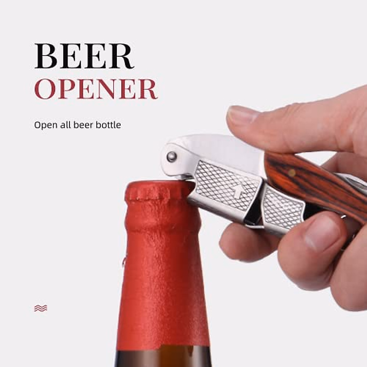 KITVINOUS Wine Opener, Professional Waiters Corkscrew with Foil Cutter & Dual Hinge, Stainless Steel Wine Key for Servers and Bartenders (Pakkawood)