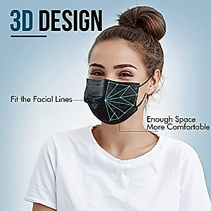 Black Disposable Face Masks, 100 Pack Black Masks Disposable, Disposable Face Masks for Adults