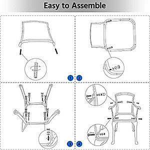 Yaheetech Aluminum Arm Dining Chairs Set of 4, Outdoor Patio Bistro Dining Set with Hollow Design of Back, Metal Chairs for Garden Yard Deck, Bronze