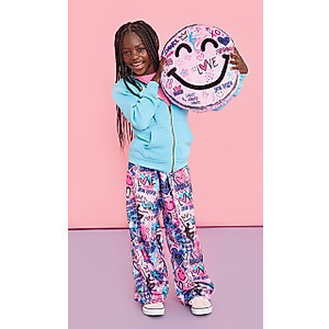 iscream + Corey Paige Designs Love to Dance Smiley Face 13.5" x 13.5" Chenille Accent Fleece Pillow