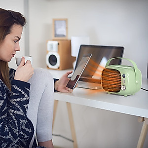 Coolfor Space Heater,Fast Heating Desk Heater with Temperature Control,800W/500W Safe and Quiet Ceramic Heater fan for Home Bedroom Office Desk Indoor Use(Green)