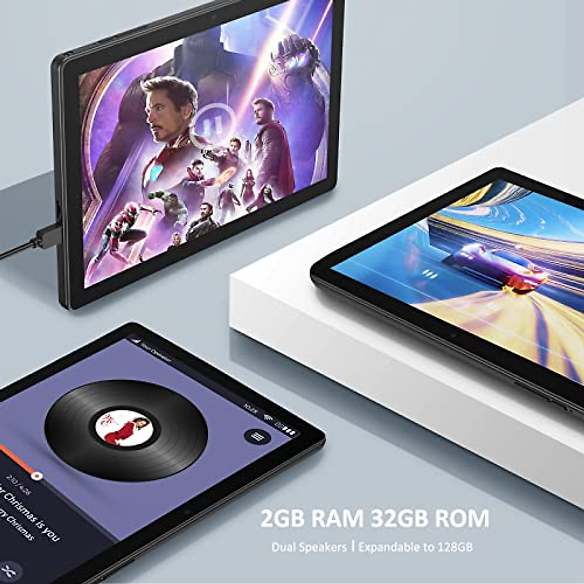 tabtrust Tablet 10 inch Android 10.0 OS WiFi Tablets PC with 10.1'' IPS HD Display, 32GB ROM Storage, Quad Core Processor, 6000mAh Battery, 2MP+8MP Dual Cameras - Black