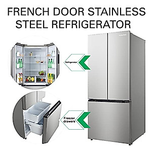 Hamilton Beach HBF1770 French Door Counter Depth Refrigerator with Freezer Drawer, 17.7 cu ft, Stainless Steel (Full Size)