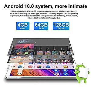 AOYODKG Tablet 2023 Newest 2 in 1 Tablet 10 Inch Android Tablet 4G Cellular with 2 Sim Card Slot, 4GB+64GB Storage, Quad-Core, 1920 * 1200 HD Display/WiFi Tablet with Keyboard Mouse Stylus-Gold