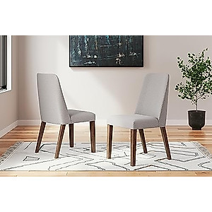 Signature Design by Ashley Lyncott Contemporary Dining Room Upholstered Side Chair with Foam Cushion, Set of 2, Cream & Brown