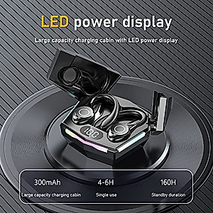 Wireless Bluetooth 5.3 Ear-Mounted Sport Headphone, Charging Case Digital LED Intelligence Display, 9D Stereo HiFi Stereo,with Mic Waterproof Low Latency Headphone, for iOS Android