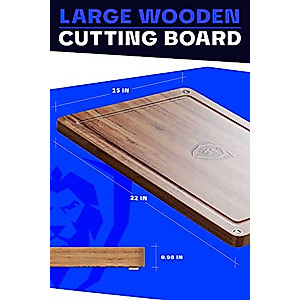 DALSTRONG Teak Wood Cutting Board - 22" x 15" Large Size - Tight Wood Grain - - Laser-Engraved Measurements & Juice Groove - Kitchen Chopping Board - Serving - Large Cutting Boards - Gift Packaging