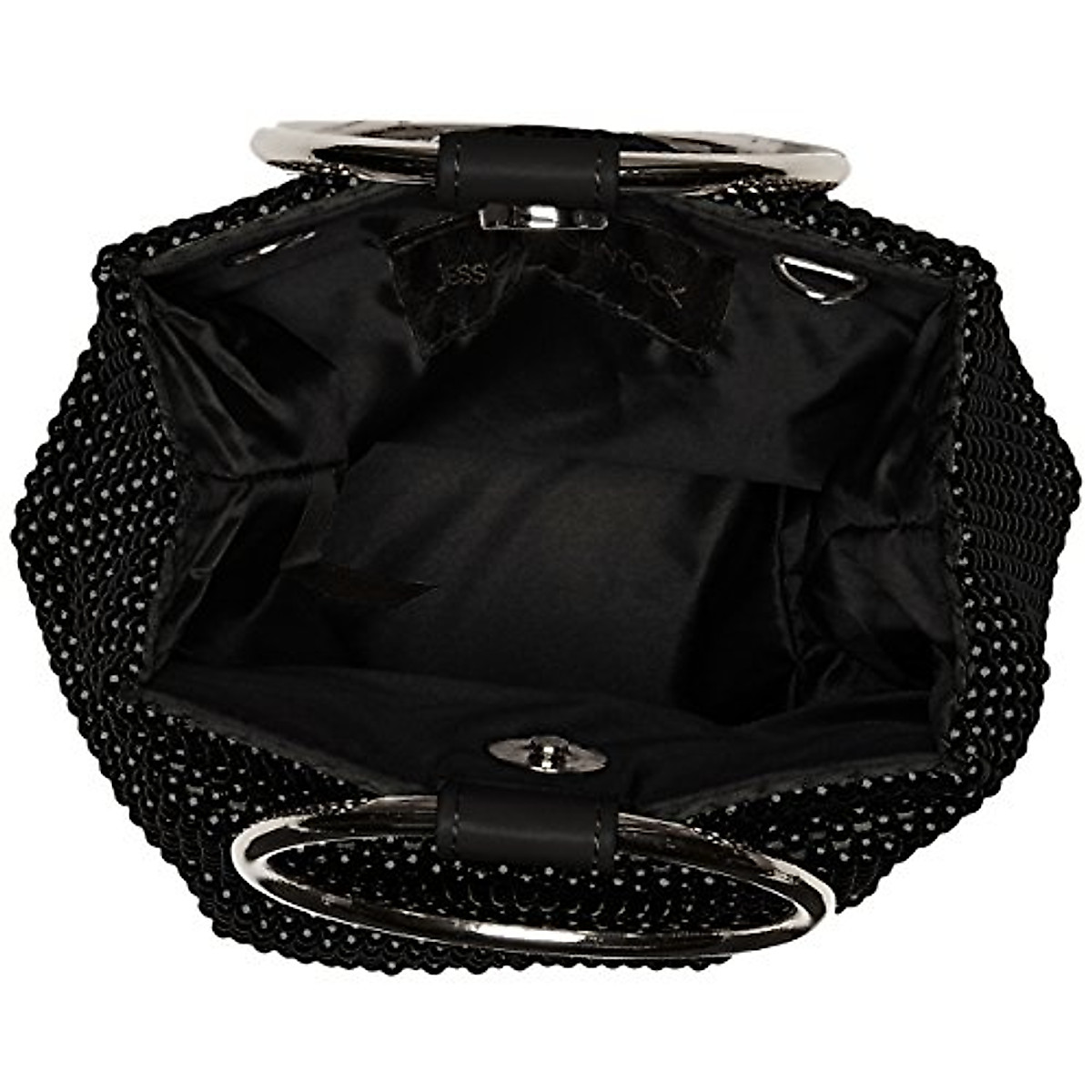 Jessica McClintock womens Jessica Mcclintock Gwen Ball Mesh Ring Wristlet Pouch Clutch Evening Bag, Black, One Size US