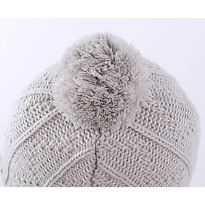Home Prefer Toddler Girls Winter Hat with Earflaps Soft Sherpa Lining Knitted Hat Kids Winter Hat Light Gray 2-4T