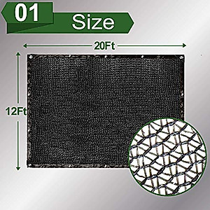 vensovo 30% Sunblock Shade Cloth Net Black Resistant - 12x20 Ft Garden Shade Mesh Tarp for Plant Cover, Greenhouse, Chicken Coop, Tomatoes, Plants