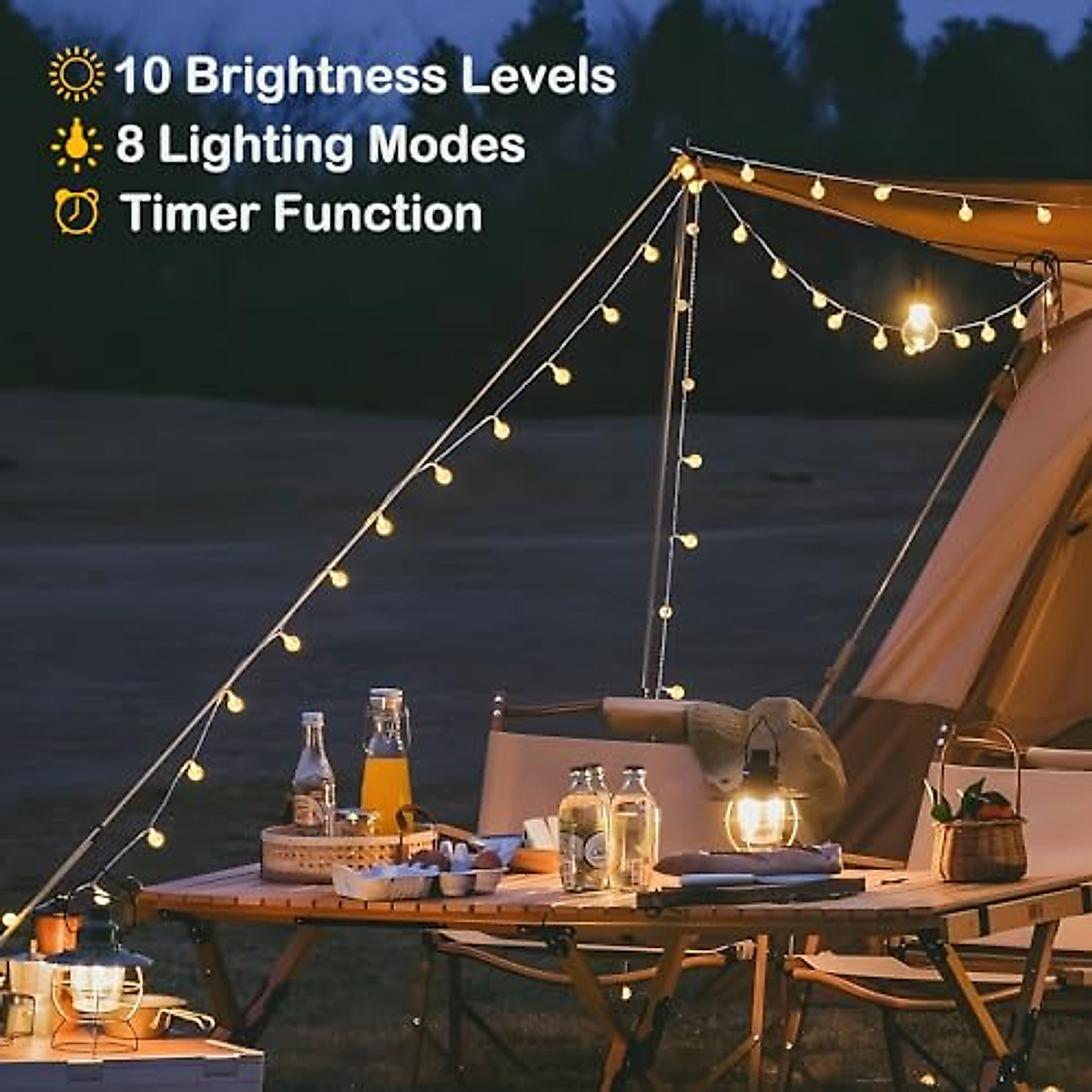 Tasodin 33 FT 80 LED Mini Globe Indoor String Lights Battery Operated 8 Modes with Remote Decorative Bedroom Room Dorm Yard, Waterproof Outdoor Patio Garden Home Christmas Party, Warm White