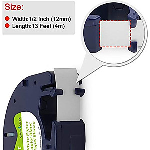 Wonfoucs 3-Pack Label Maker Paper Replacement for Dymo Label Maker Refills 91330 Self-Adhesive White Paper Label Refill 12mm x 4m 1/2 x 13 Work with DYMO LetraTag Label Makers LT-100H LT-100T QX50