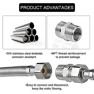 Stainless Steel Garden Hose Adapter Convert to x 3/4" Male NPT SUS304 Hose Connector Garden Hose Fitting-2Pack
