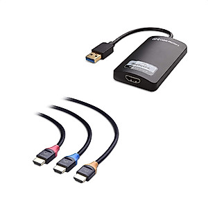 Cable Matters SuperSpeed USB 3.0 to HDMI Adapter (USB to HDMI Adapter) for Windows & 3-Pack High Speed HDMI to HDMI Cable 6 Feet