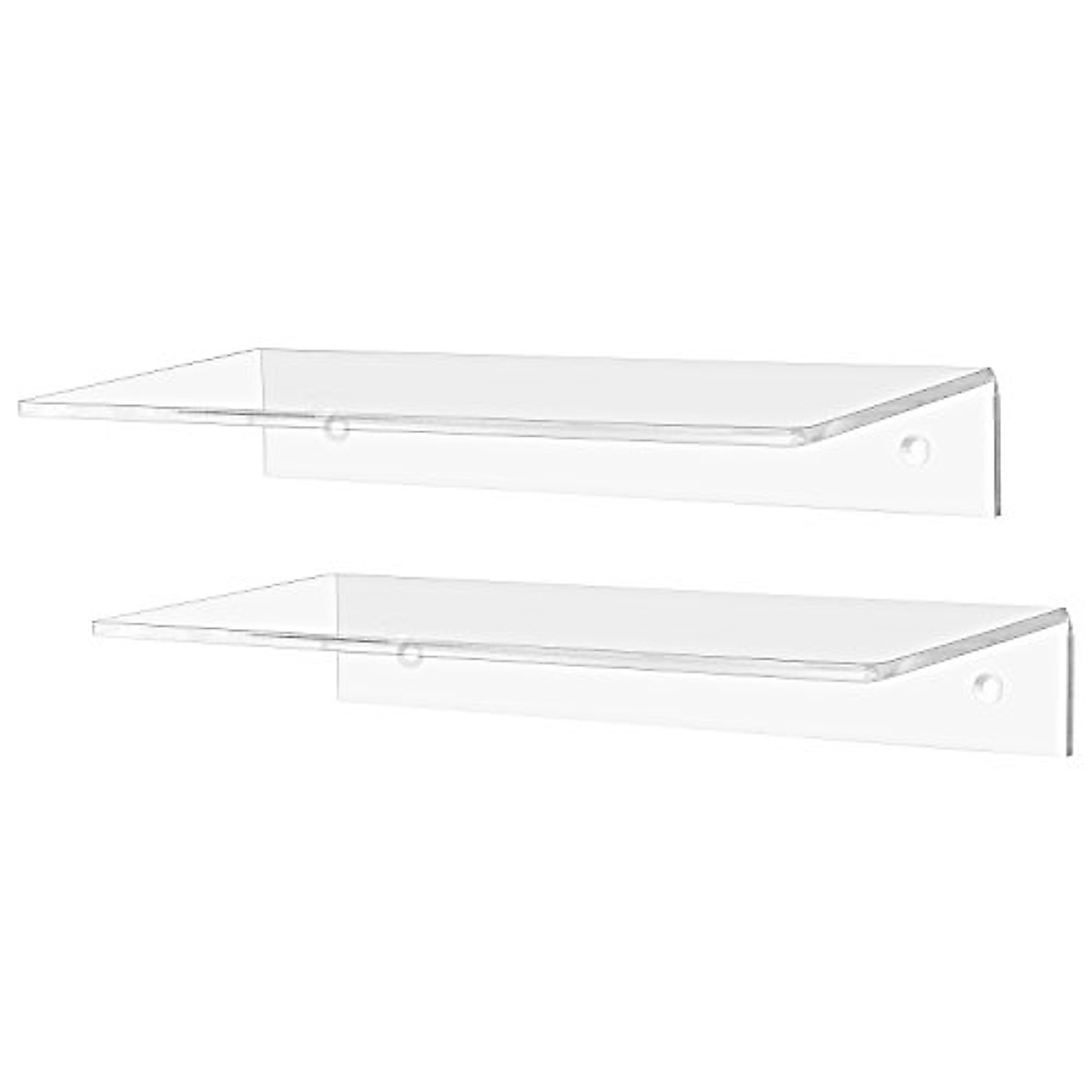 MyGift 12 Inch Clear Acrylic Floating Shelves for Wall Mounted Display Shelf, Set of 2