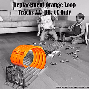 Hot Wheels Replacement Parts Playset FTH77 - Track Builder System Race Crate Die-Cast Car Track ~ Replacement Orange Loop Tracks AA, BB, CC