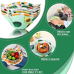6 Pieces Microwave Bowl Holders Fruit Pattern Safe Hot Soup Holder Cotton Heat Resistant Bowl Cozy Multipurpose Food Dish Pads Potholders for Rice and Pasta Bowls Home Kitchen Supplies