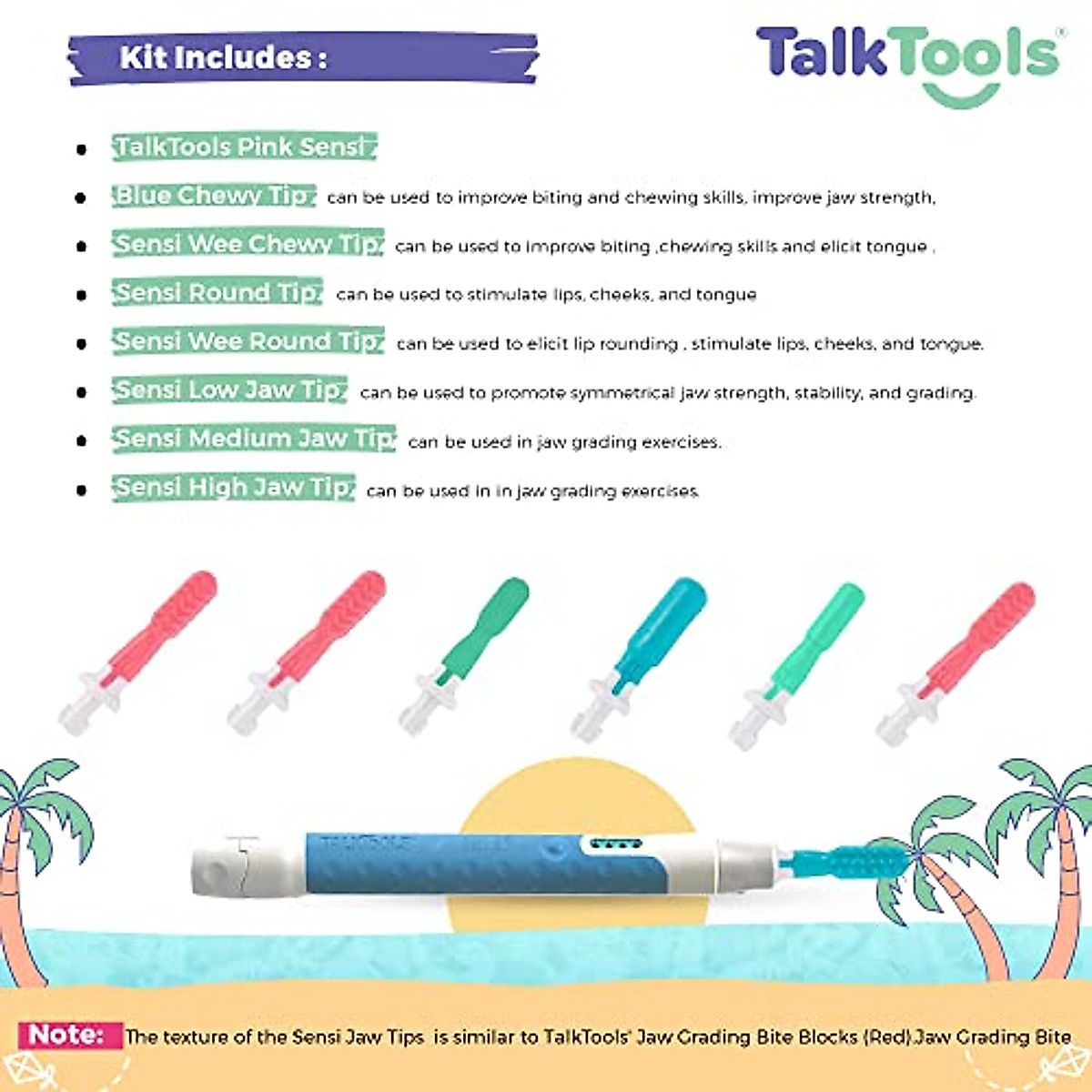 TalkTools® Sensi (Ocean Blue) Oral Sensory Therapy Tool with 7 Sensi Jaw Tips