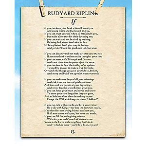 Rudyard Kipling - If - 11x14 Unframed Typography Book Page Print - Great Gift for Poetry Fans and Inspirational and Motivational Decor for Home and Office Under $15