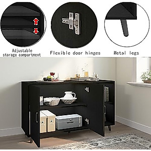 Gyger Kitchen Sideboard with 2 Door 2 Shelves,Black Buffet Cabinet with Storage for Dinning Room Living Room