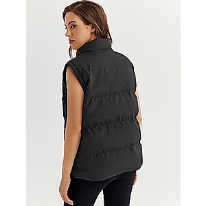 AUTOMET Puffer Vest Women Sleeveless Winter Zip Up Outerwear Warm Puffer Lightweight Stand-up Collar Down with Pocket Fall Outfits 2023