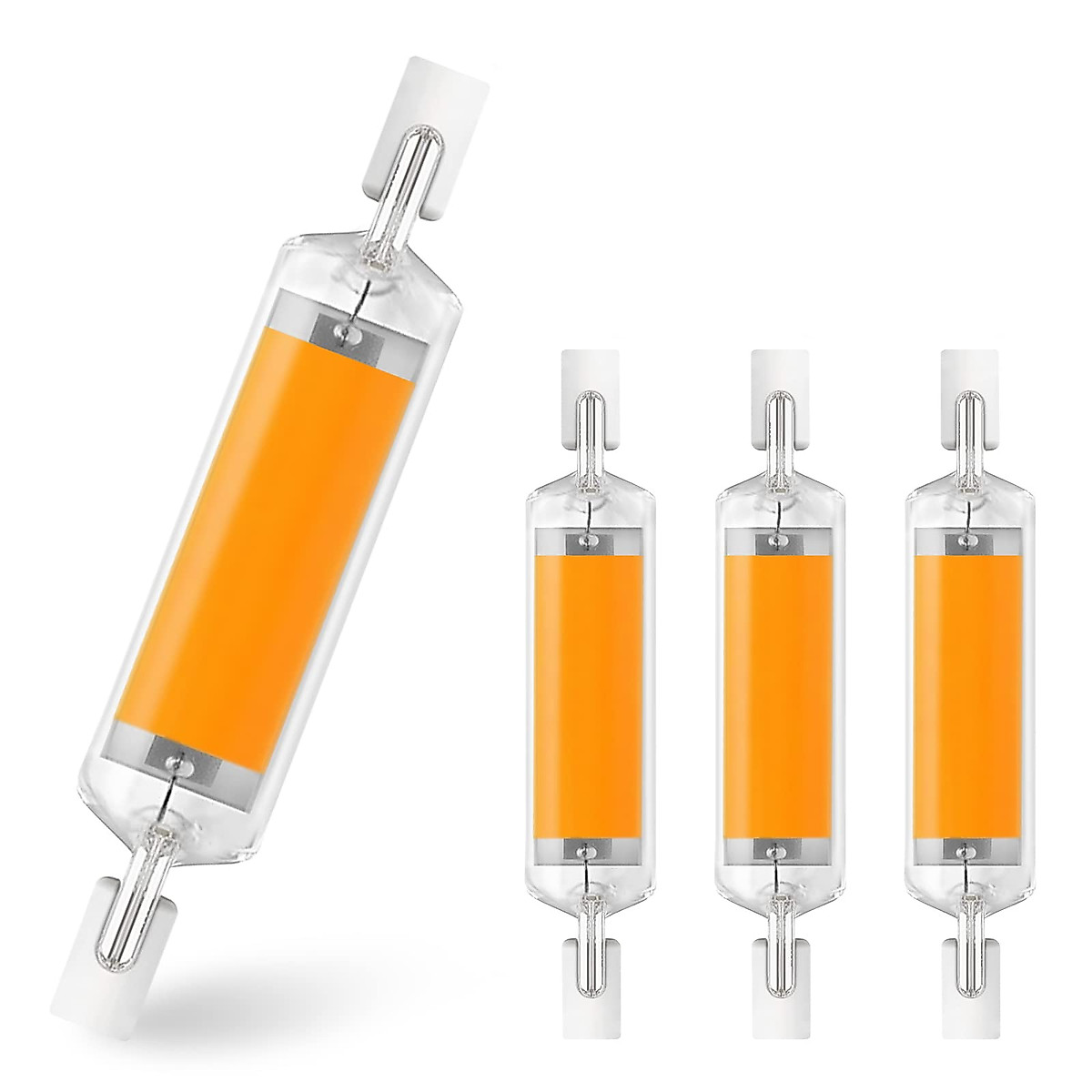 78mm 10W R7S LED COB Light Bulb 100W Equivalent T3 J78 J-Type Linear Bulb 120V R7S Base Dimmable 78mm Double Ended Flood Light Bulbs 360°Beam Angle Landscape Lights 3000K (Warm White, 4 Pack)