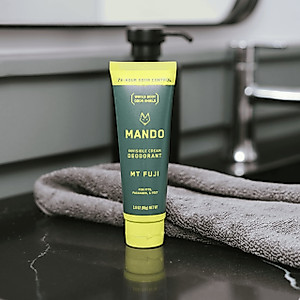 Mando Whole Body Deodorant For Men - Invisible Cream - 72 Hour Odor Control - Aluminum Free, Baking Soda Free, Skin Safe - 3 Ounce Tube (Mt Fuji)