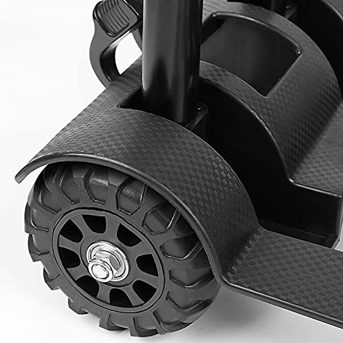 ZOENHOU 40KG 88Lbs Black Folding Hand Truck, Solid Construction Utility Cart, Heavy-Duty 4-Wheel Luggage Cart with 1 Roll Bungee Cord and 1 Pack Storage Pouch Compact, for Travel, Office