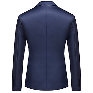 Men's One Button Lightweight Blazer Casual Slim Fit Business Daily Jacket Classic Solid Skinny Party Sports Coat (Dark Blue,4X-Large)