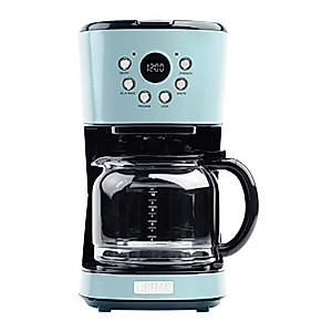 HADEN 75032 Heritage Innovative 12 Cup Capacity Programmable Vintage Retro Home Countertop Coffee Maker Machine with Glass Carafe, Turquoise Blue